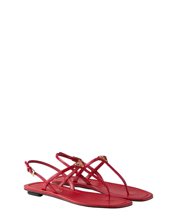 Prada Patent Leather Thong Sandals - Red