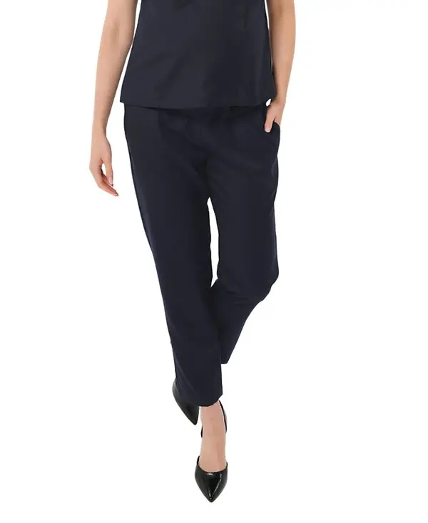 MARION All-season Wool Under Belly Maternity Dress Pants - Navy