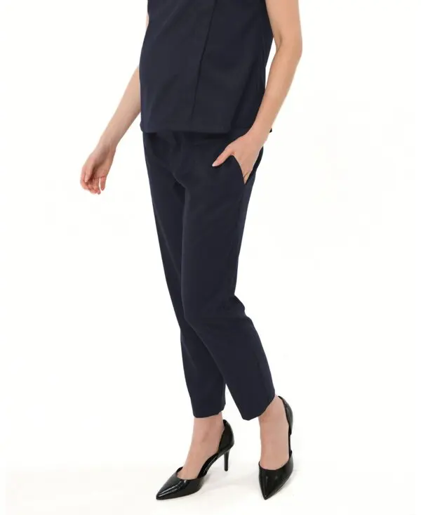 MARION All-season Wool Maternity Dress Pants - Navy