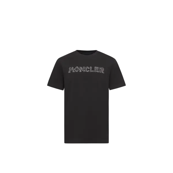 Moncler Space Embroidered Logo Cotton T-shirt - Black