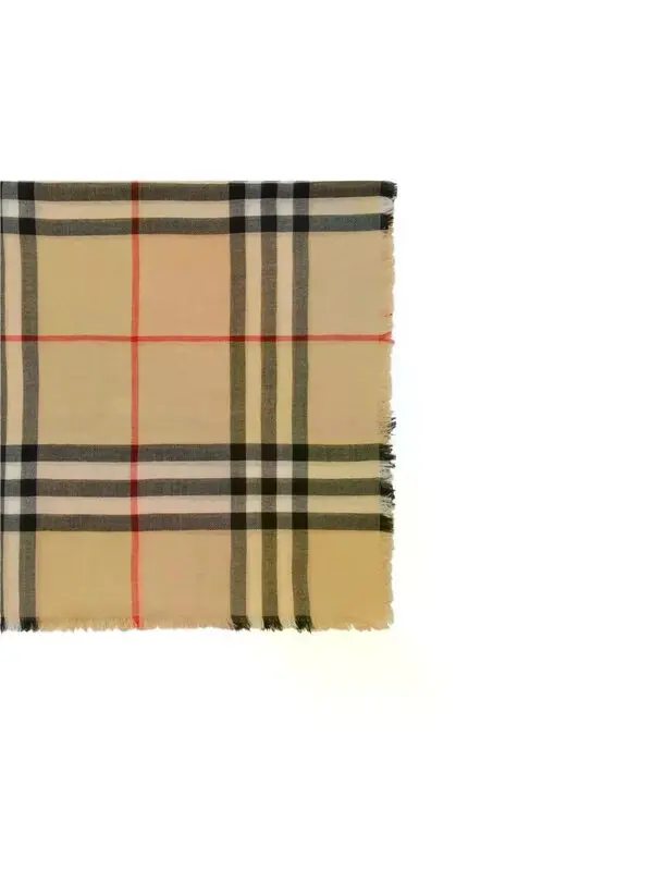 Burberry Check Wool Scarf - Neutrals
