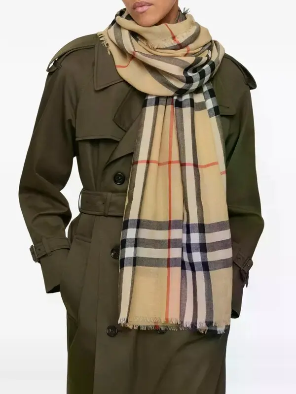 Burberry Check Wool Scarf - Neutrals