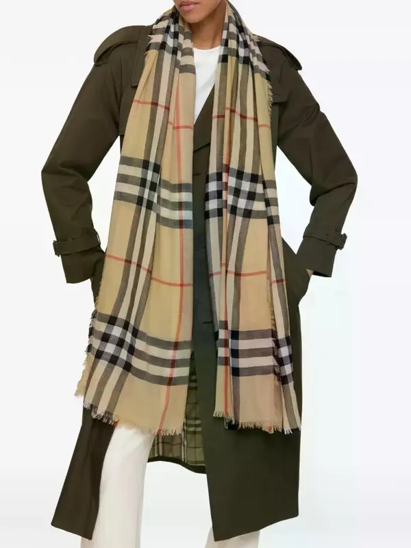 Burberry Check Wool Scarf - Neutrals