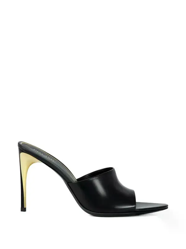 POTAMY Pointed Leather Mules - Black