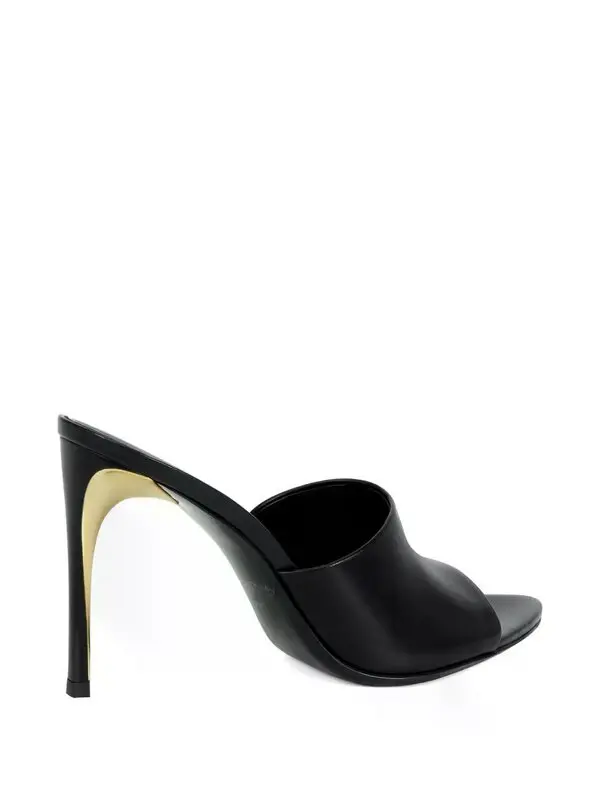 POTAMY Pointed Leather Mules - Black