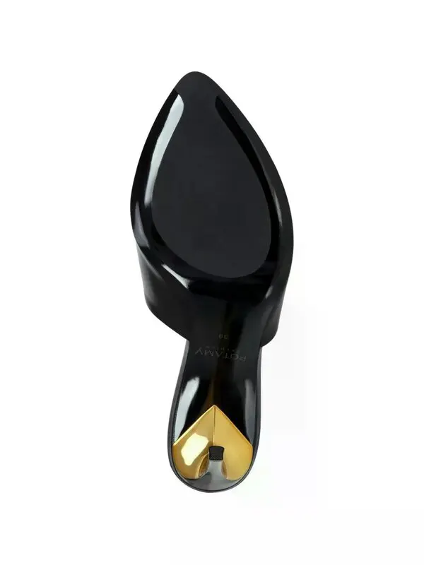 POTAMY Pointed Leather Mules - Black
