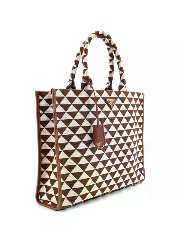 Prada Symbole Shopper Jacquard Large Tote Bag - Brown