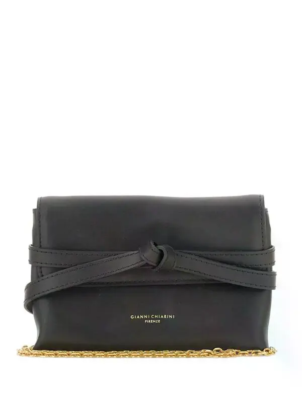 GIANNI CHIARINI Knotted Strap Leather Shoulder Bag - Black