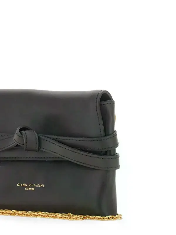 GIANNI CHIARINI Knotted Strap Leather Shoulder Bag - Black