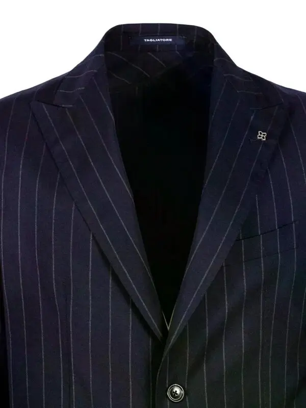 Tagliatore Pinstripe Single-breasted Wool Suit - Blue