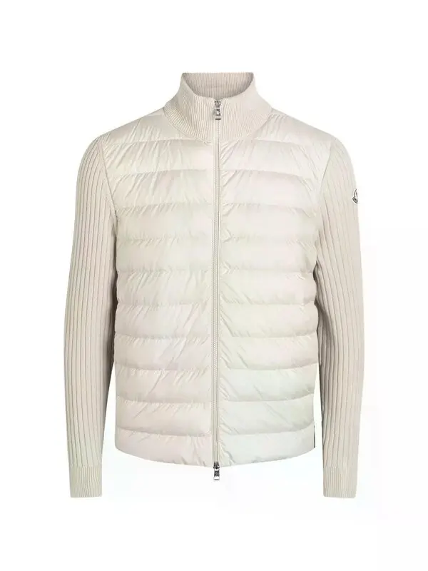 Moncler Ribbed Knit Padded Jacket - Neutrals