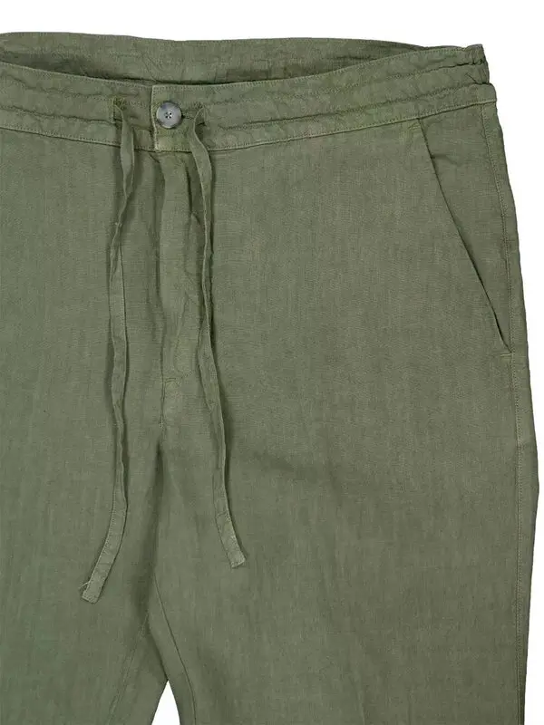 120% Lino Drawstring Trousers - Green