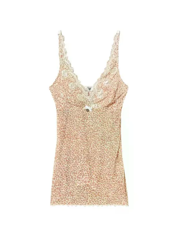 TWINSET Animal Print Lace Pyjama Top - Neutrals