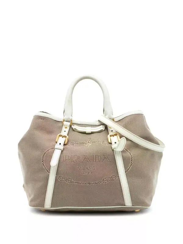 Prada Canvas Canapa Logo Satchel - Brown