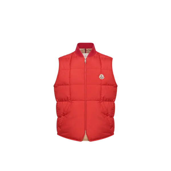 Moncler Elberton Square-quilted Down Gilet - Red