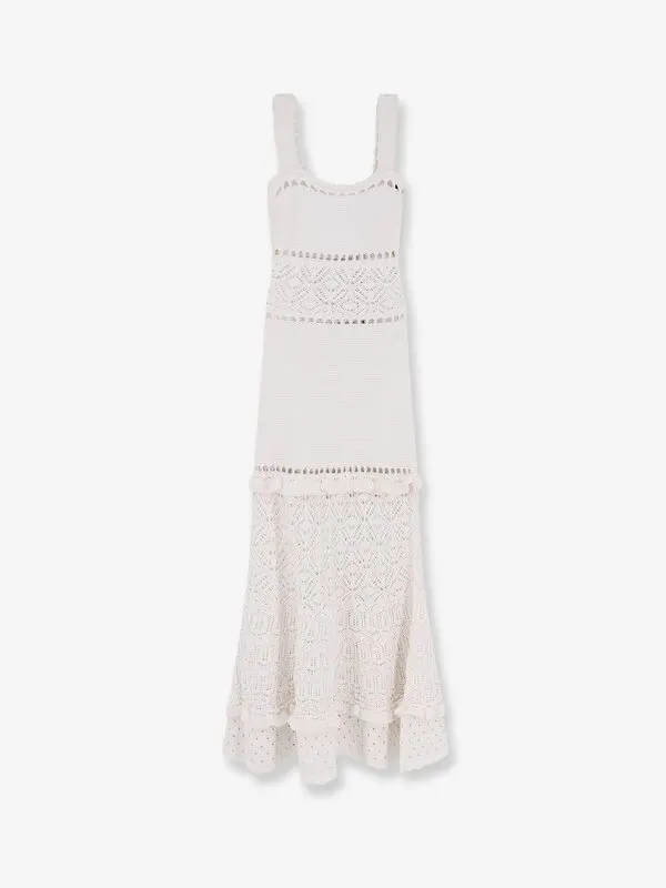 Retrofete Wynona Long Crochet Dress - White