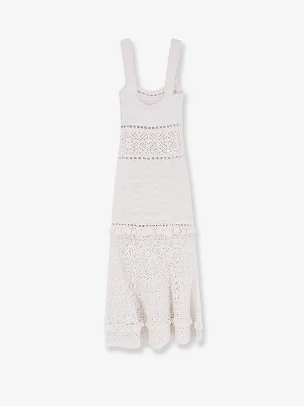 Retrofete Wynona Long Crochet Dress - White