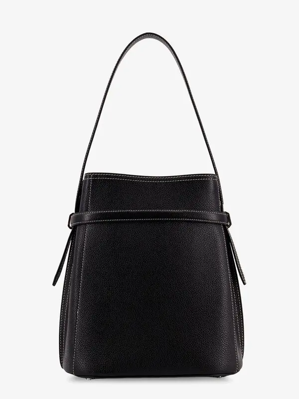 TOTEME Hammered Leather Bucket Bag - Black