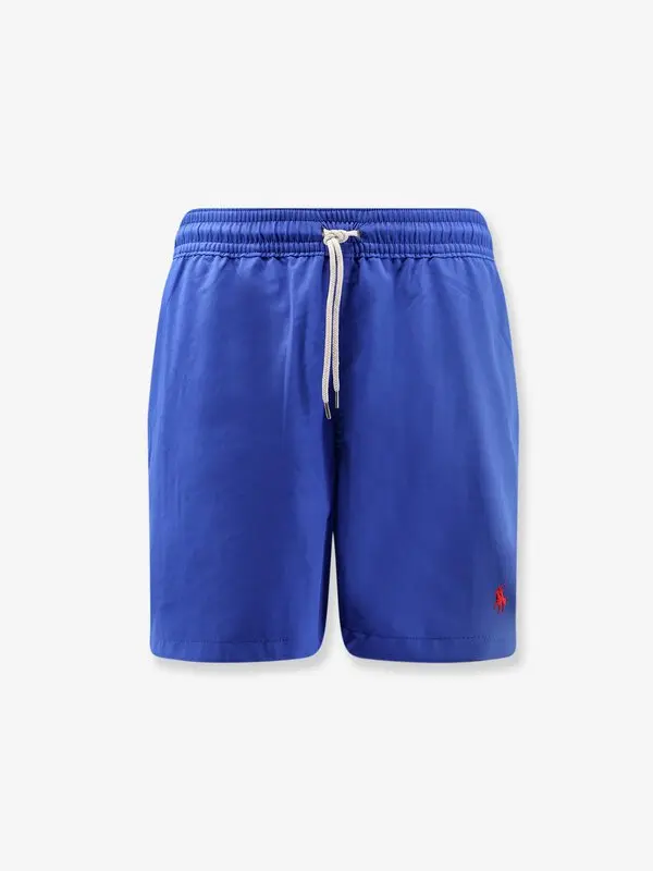 Polo Ralph Lauren Recycled Nylon Swim Trunks With Embroidered Logo On The Front - Blue