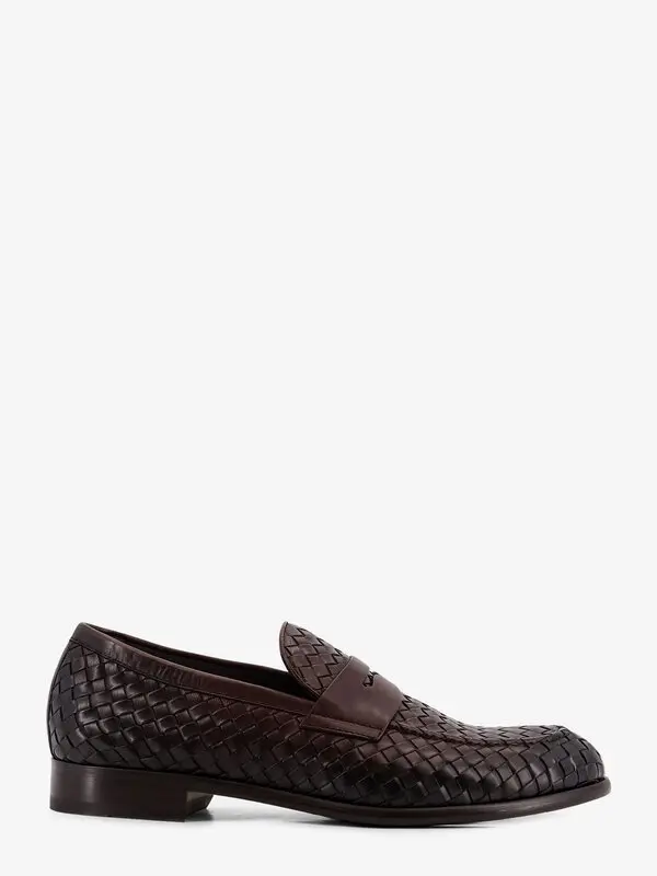 DOUCAL'S Adler Leather Loafers With Woven Pattern - Brown