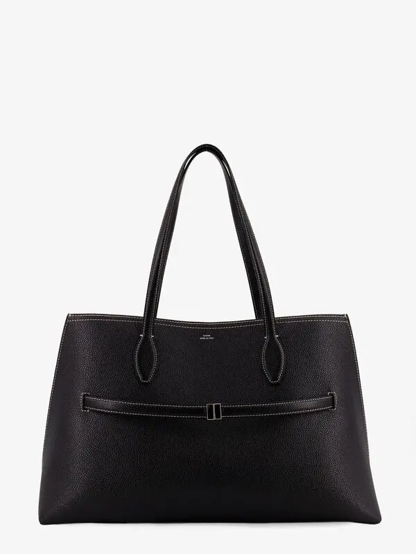 TOTEME Leather Shoulder Bag With Logo - Black