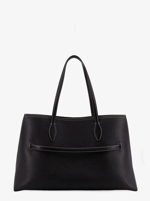 TOTEME Leather Shoulder Bag With Logo - Black