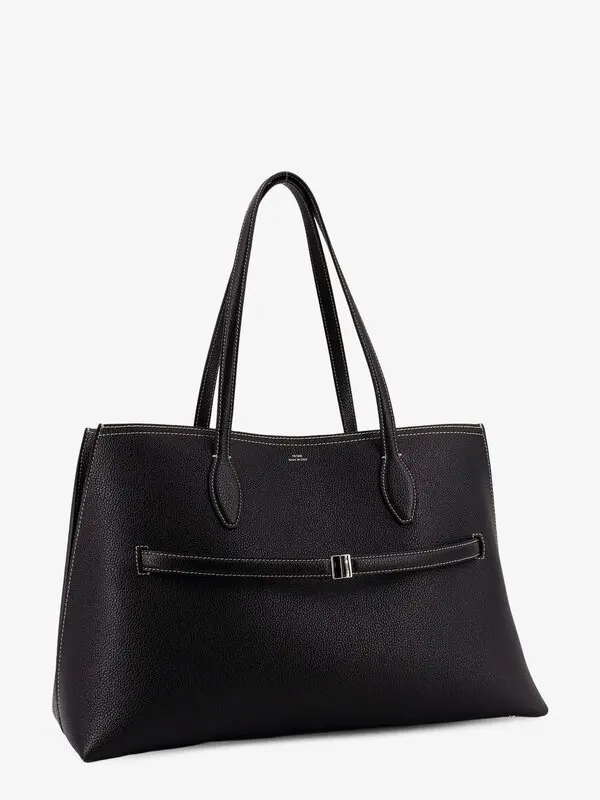 TOTEME Leather Shoulder Bag With Logo - Black