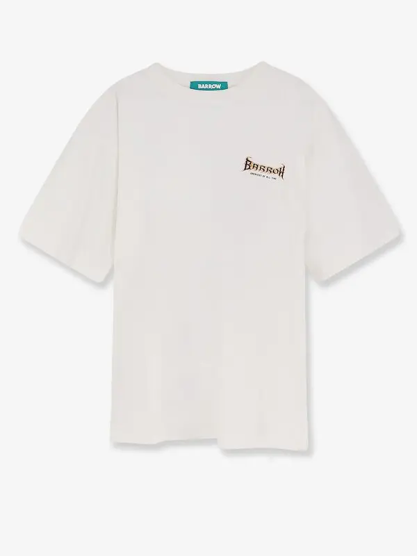 BARROW Cotton Tshirt With Multicolored Logo On The Back - White