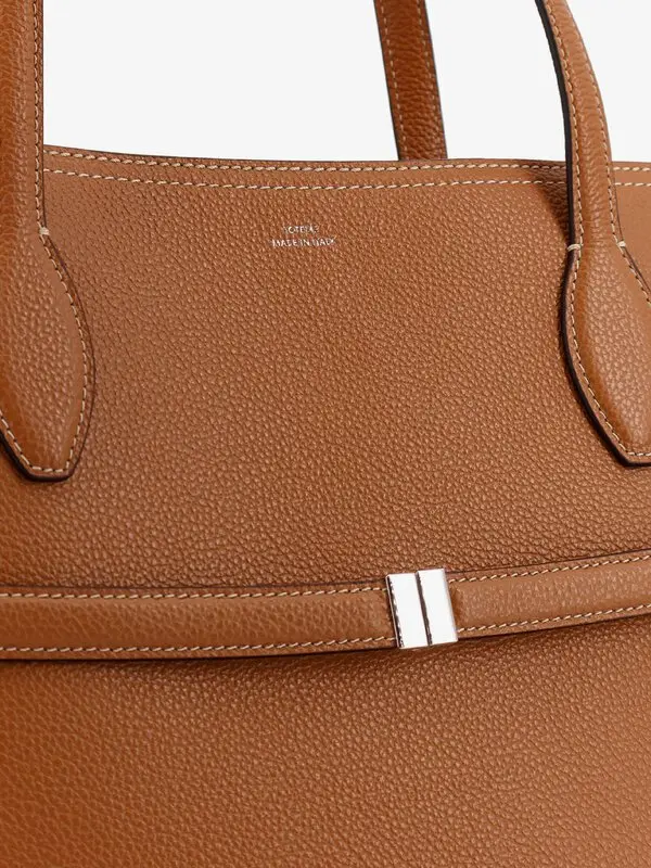 TOTEME Leather Shoulder Bag With Logo - Brown