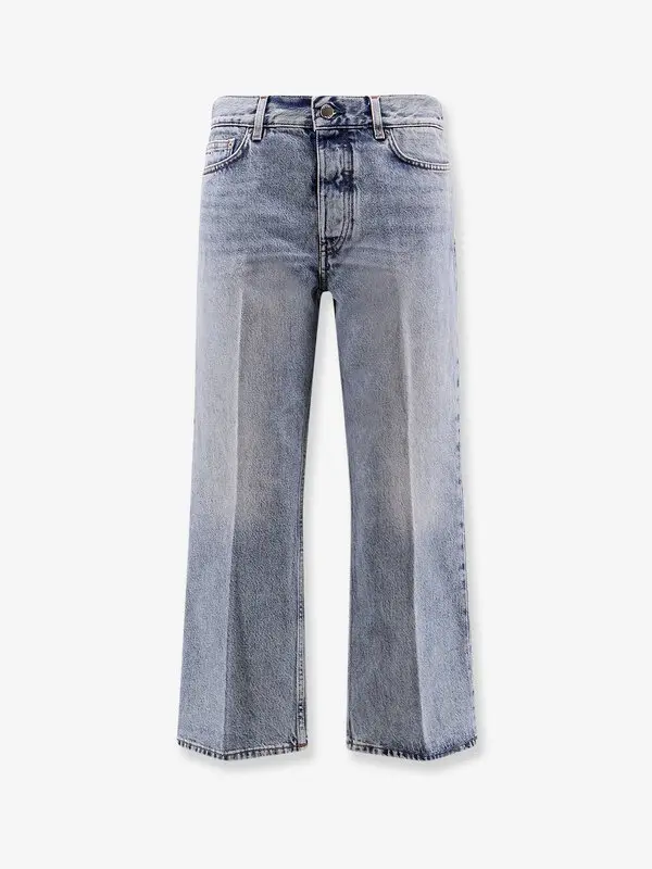 TOTEME Cotton Flared Jeans With Contrasting Stitchings