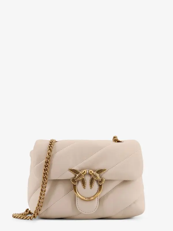 Pinko Love Puff Mini Quilted Leather Crossbody Bag - White