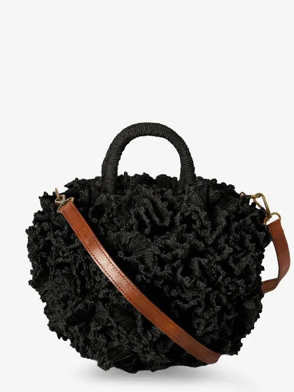IBELIV Raffia Crossbody Bag - Black