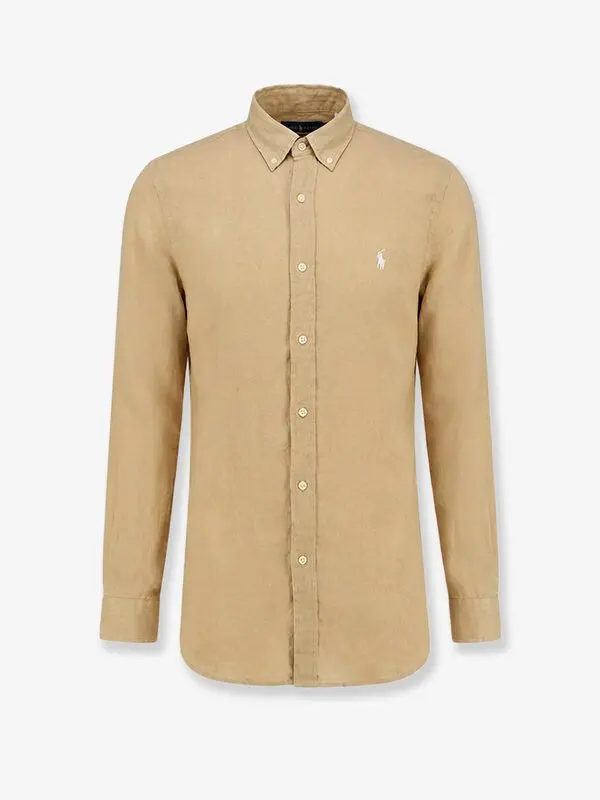 Polo Ralph Lauren Linen Shirt With Logo Embroidery - Beige