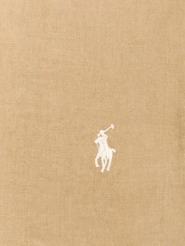 Polo Ralph Lauren Linen Shirt With Logo Embroidery - Beige