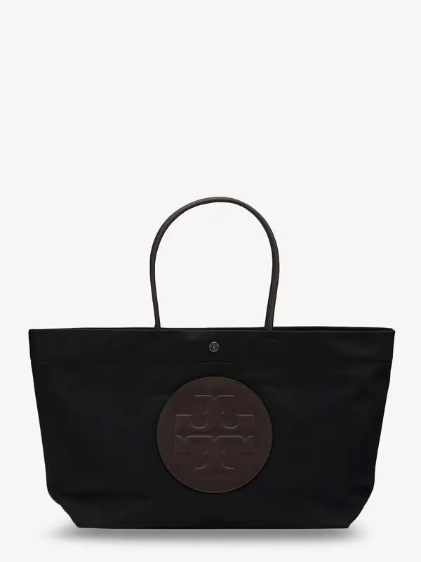 Tory Burch Ella Twist Nylon Shoulder Bag With Maxi Front Logo Patch - Black
