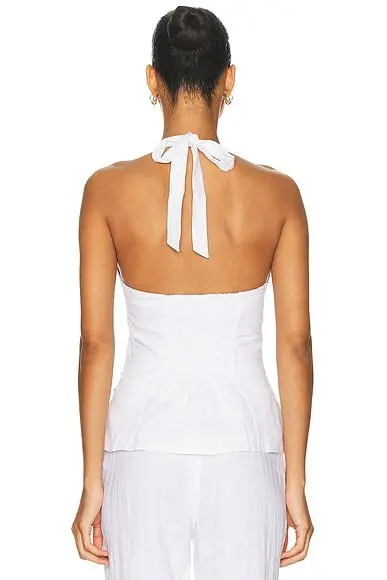 AEXAE Linen Halter Neck Top - White