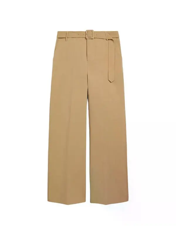Momoni Belted Straight Leg Trousers - Neutrals