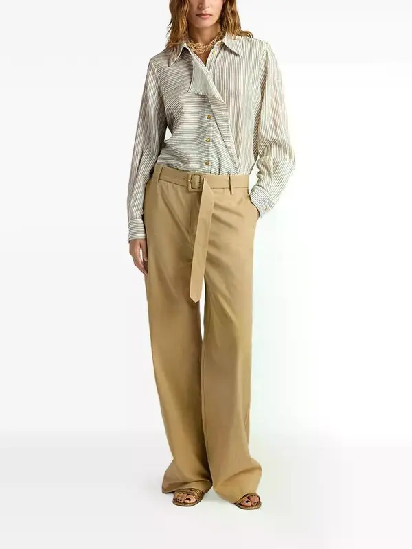 Momoni Belted Straight Leg Trousers - Neutrals