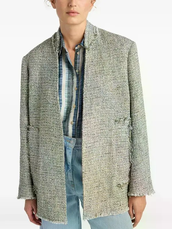 Momoni Catalina Frayed Collarless Jacket