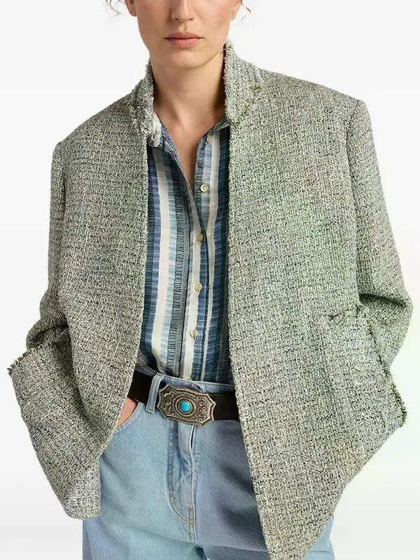 Momoni Catalina Frayed Collarless Jacket