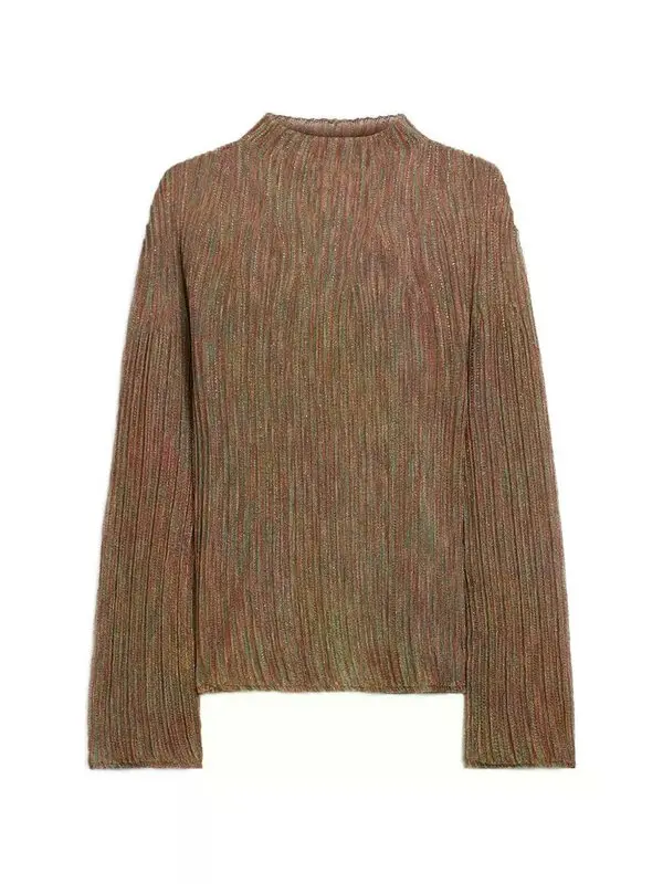 Momoni Ribbed Knit Turtleneck With Flared Sleeves - Brown