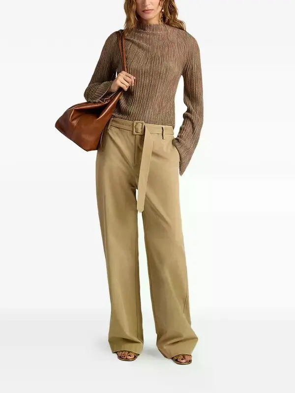 Momoni Ribbed Knit Turtleneck With Flared Sleeves - Brown