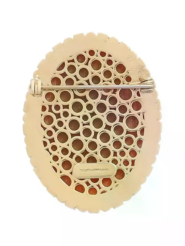 Dolce & Gabbana Oval Cameo Brooch With Crystal Embellishments