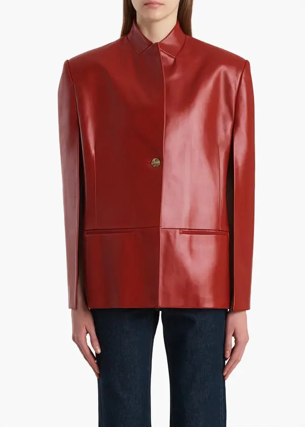Khaite Dolso Leather Jacket - Deep Red