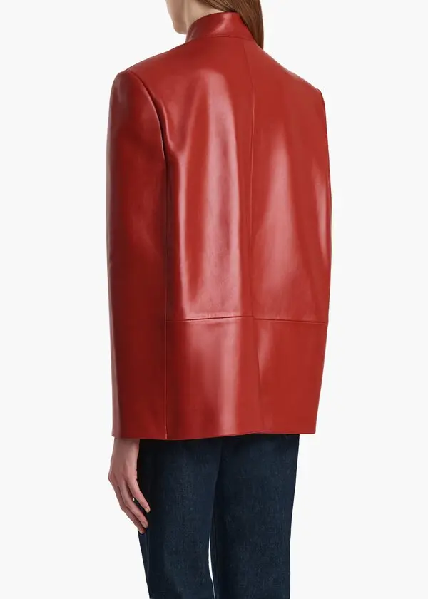 Khaite Dolso Leather Jacket - Deep Red