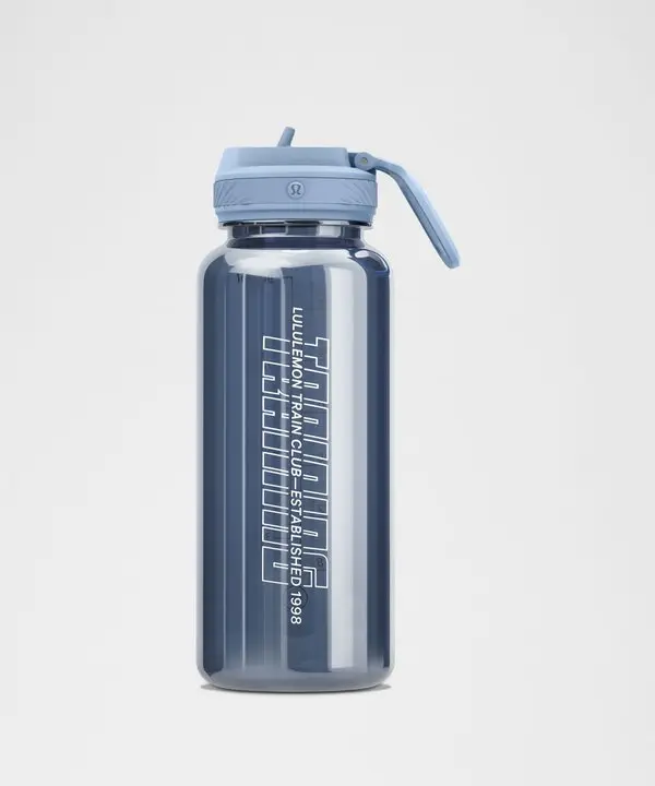 Lululemon Back To Life Clear Bottle 32oz Straw Lid - Steel Blue