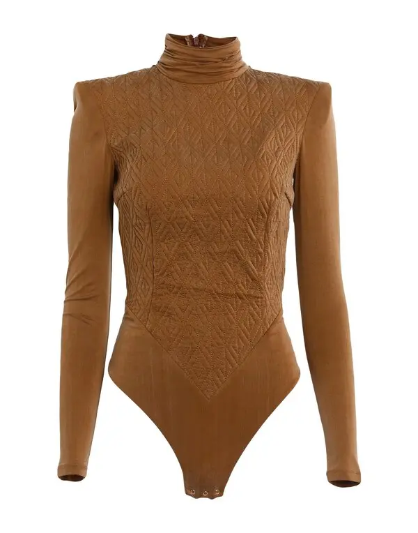 Elisabetta Franchi Bodysuit In Cupro And Elastane - Beige