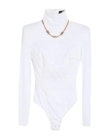 Elisabetta Franchi Bodysuit In Cupro And Elastane - White