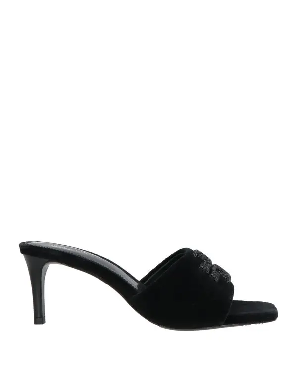 Tory Burch Velvet Slide Sandals With Square Toe And Stiletto Heel
