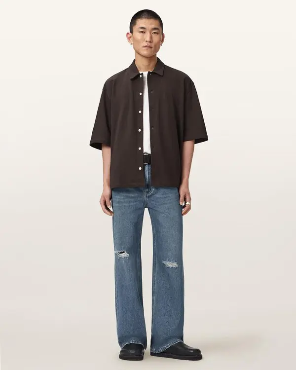 ALLSAINTS Stallone Oversized Short Sleeve Shirt - Weathered Brown